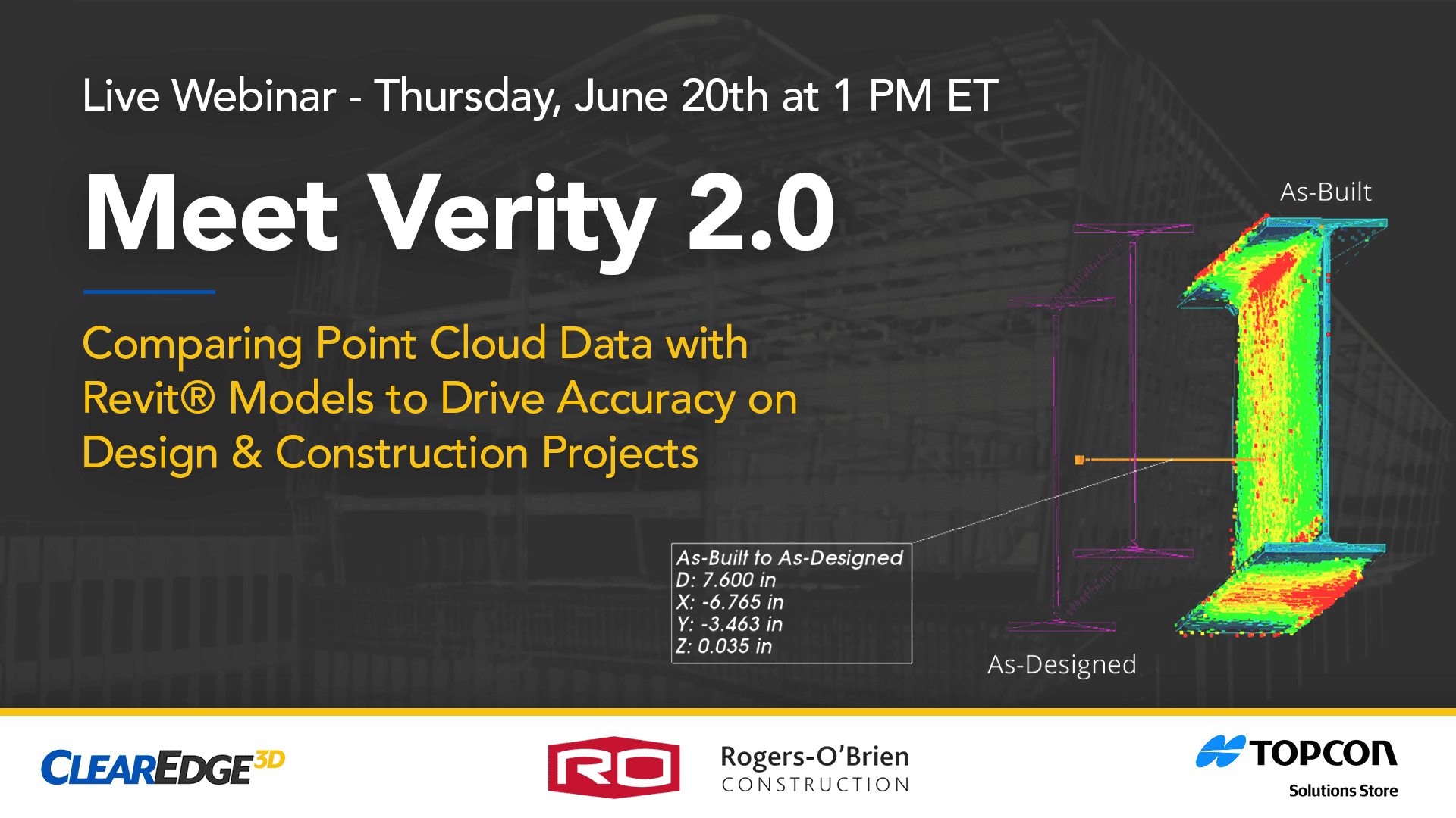 Bienvenue chez Verity 2.0 : Comparer le nuage de points au modèle Revit | ClearEdge3D
